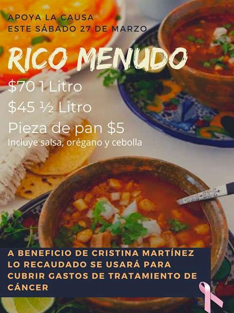 Harán venta de menudo a beneficio de cristina martínez | La Opción de ...