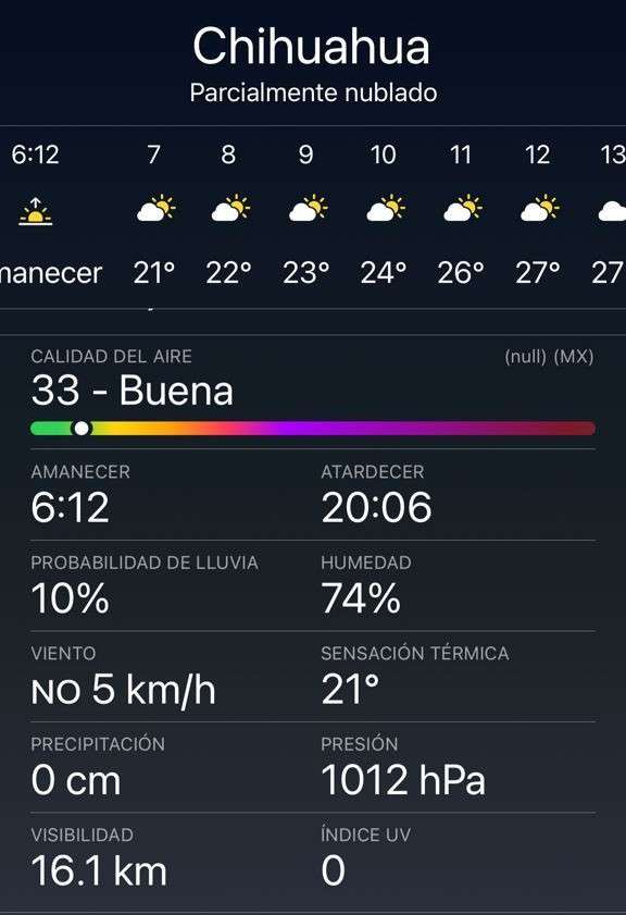Arranca el día con 21 grados de temperatura | La Opción de Chihuahua