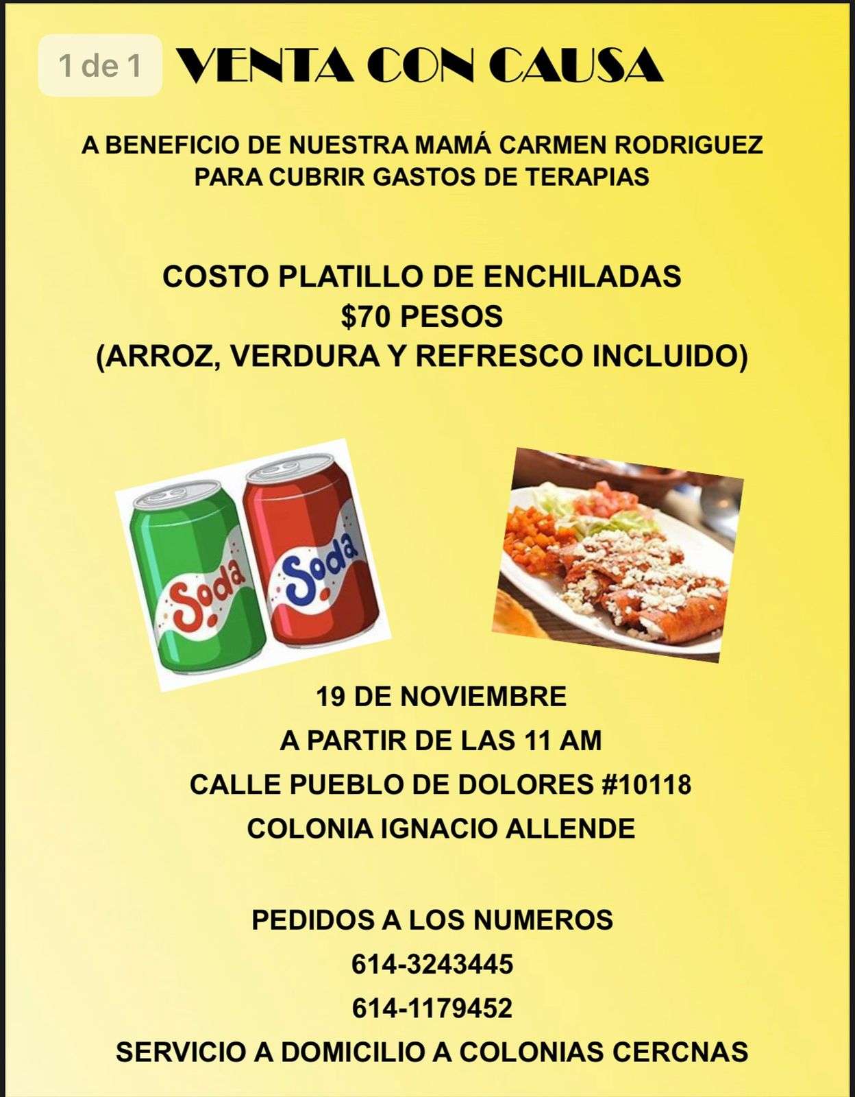 Ofrecen venta de comida para seguir con rehabilitación | La Opción de Chihuahua