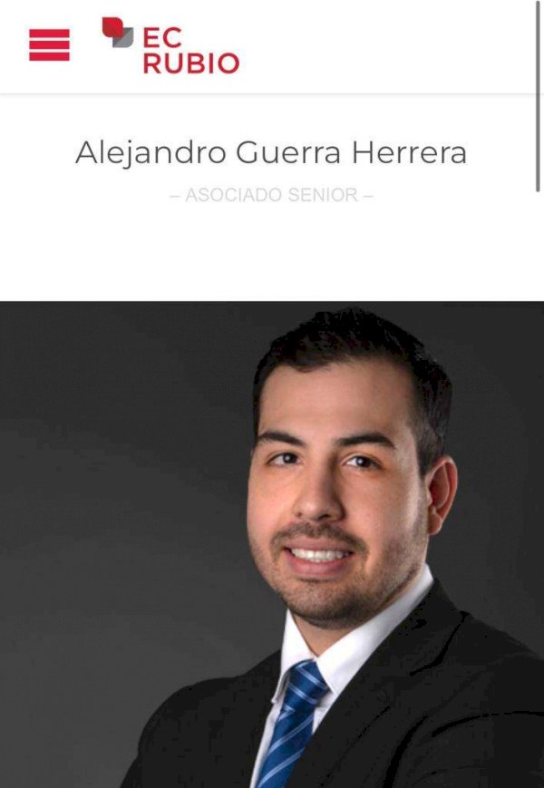 Aparece Alejandro Guerra Herrera como asociado senior de firma Ec Rubio ...