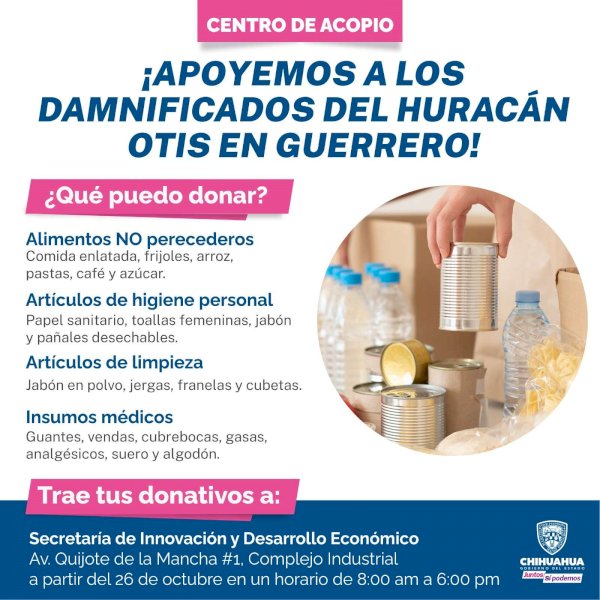 Campaña de acopio en apoyo a los damnificados del huracán Otis en Guerrero | La Opción de Chihuahua